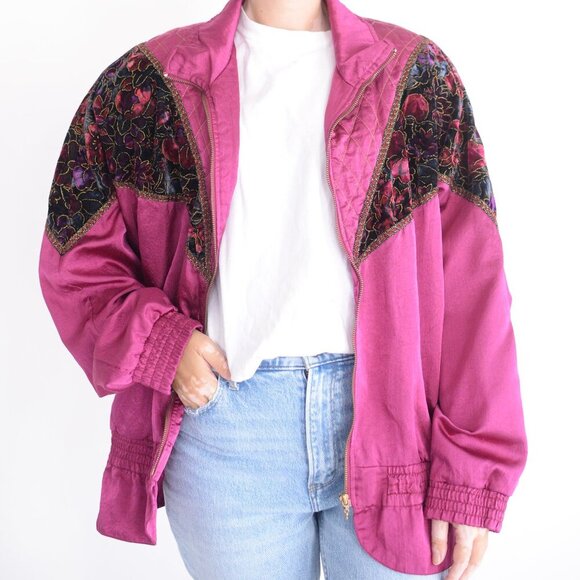Jackets & Coats | Vintage Levon 9s Pinky Shiny Gold Floral Embroidered ...